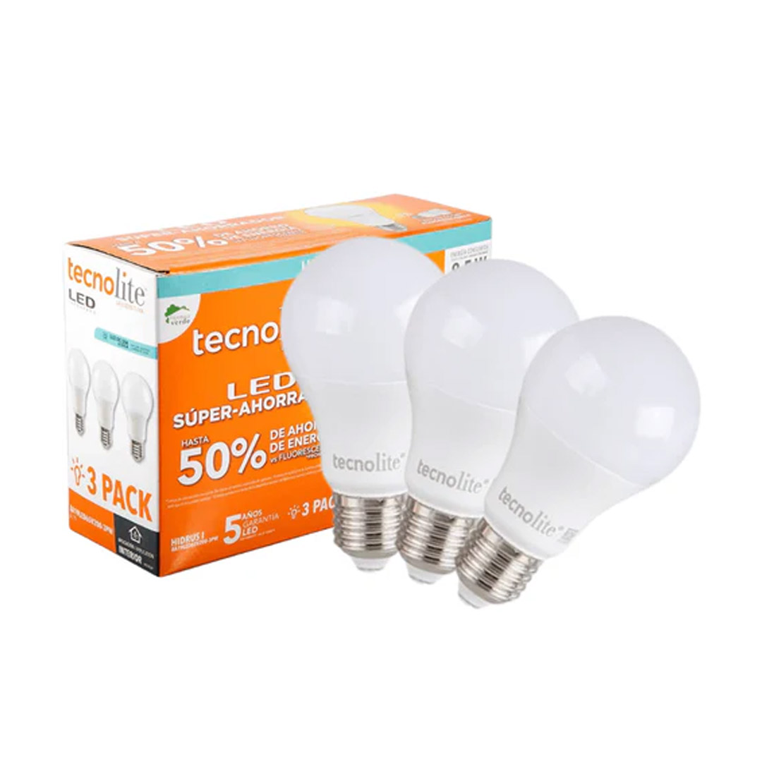 PAQUETE DE 3 FOCOS LED A19, 8.5 W, LUZ DE DÍA, BASE E27, NO ATENUABLE HIDRUS I – Proyecto Ferretero