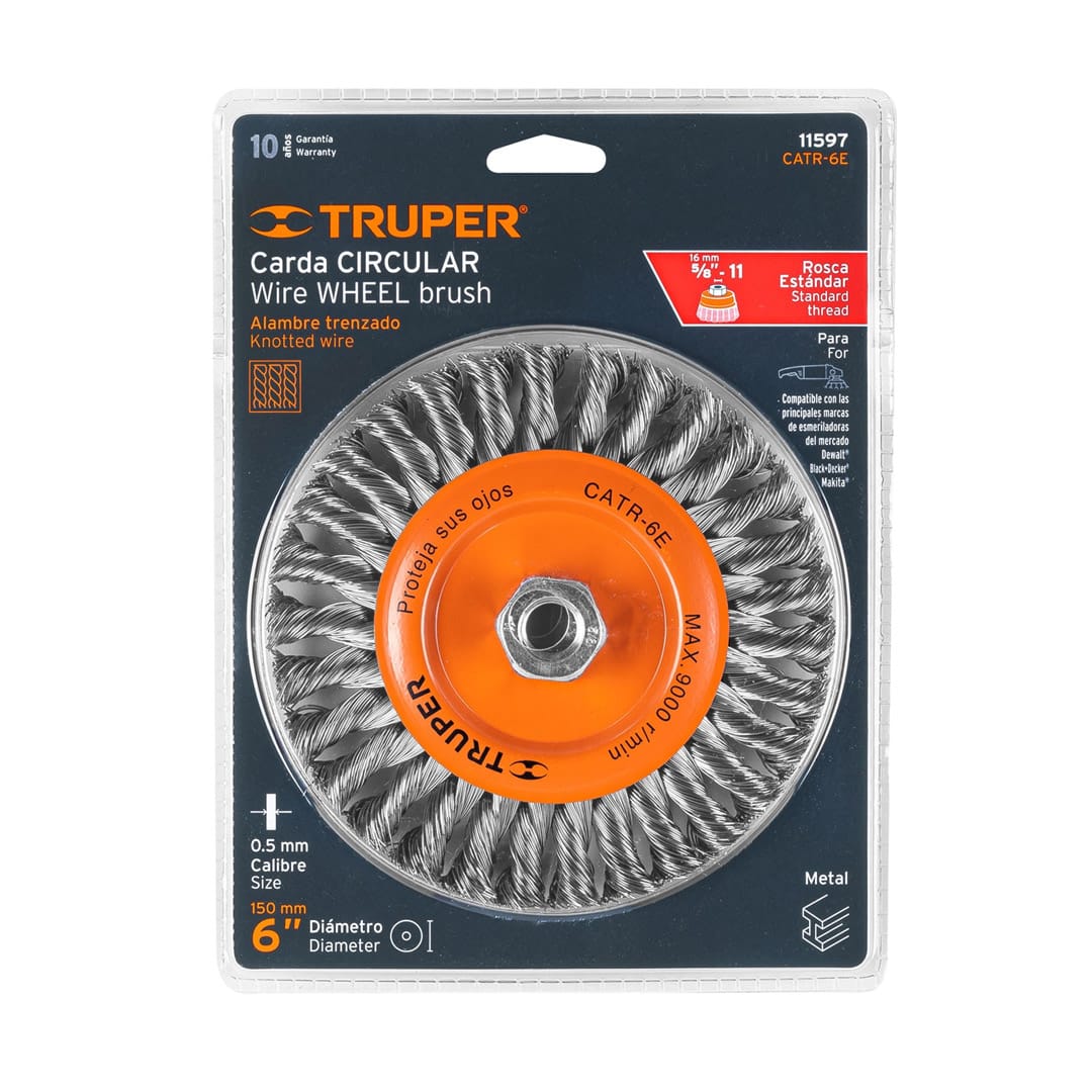 CARDA CIRCULAR 6 ALAMBRE TRENZADO, EJE 5/8-11, TRUPER – Proyecto Ferretero