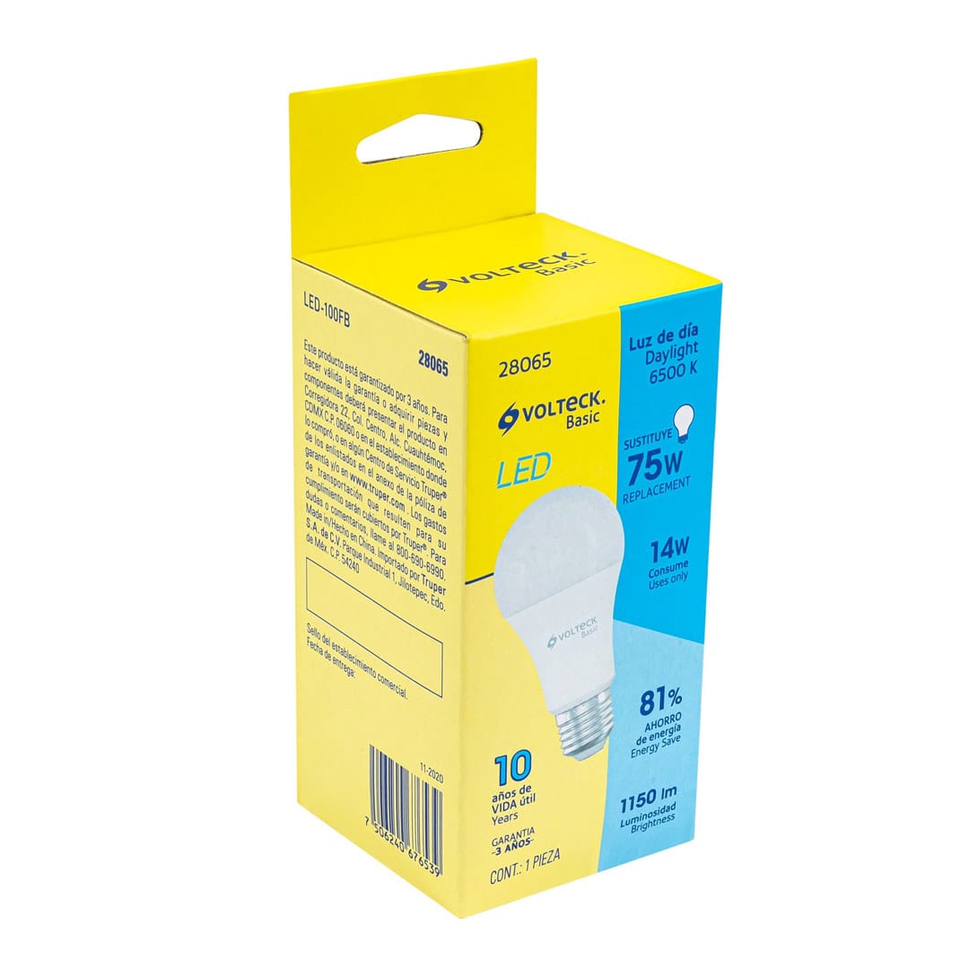 LÁMPARA LED TIPO BULBO A19 14 W LUZ DE DÍA, CAJA, VOLTECK – Proyecto Ferretero