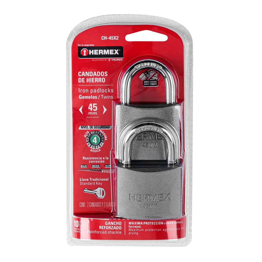 BLÍSTER CON 2 CANDADOS DE HIERRO DE 45MM CON GANCHO CORTO – Proyecto ...